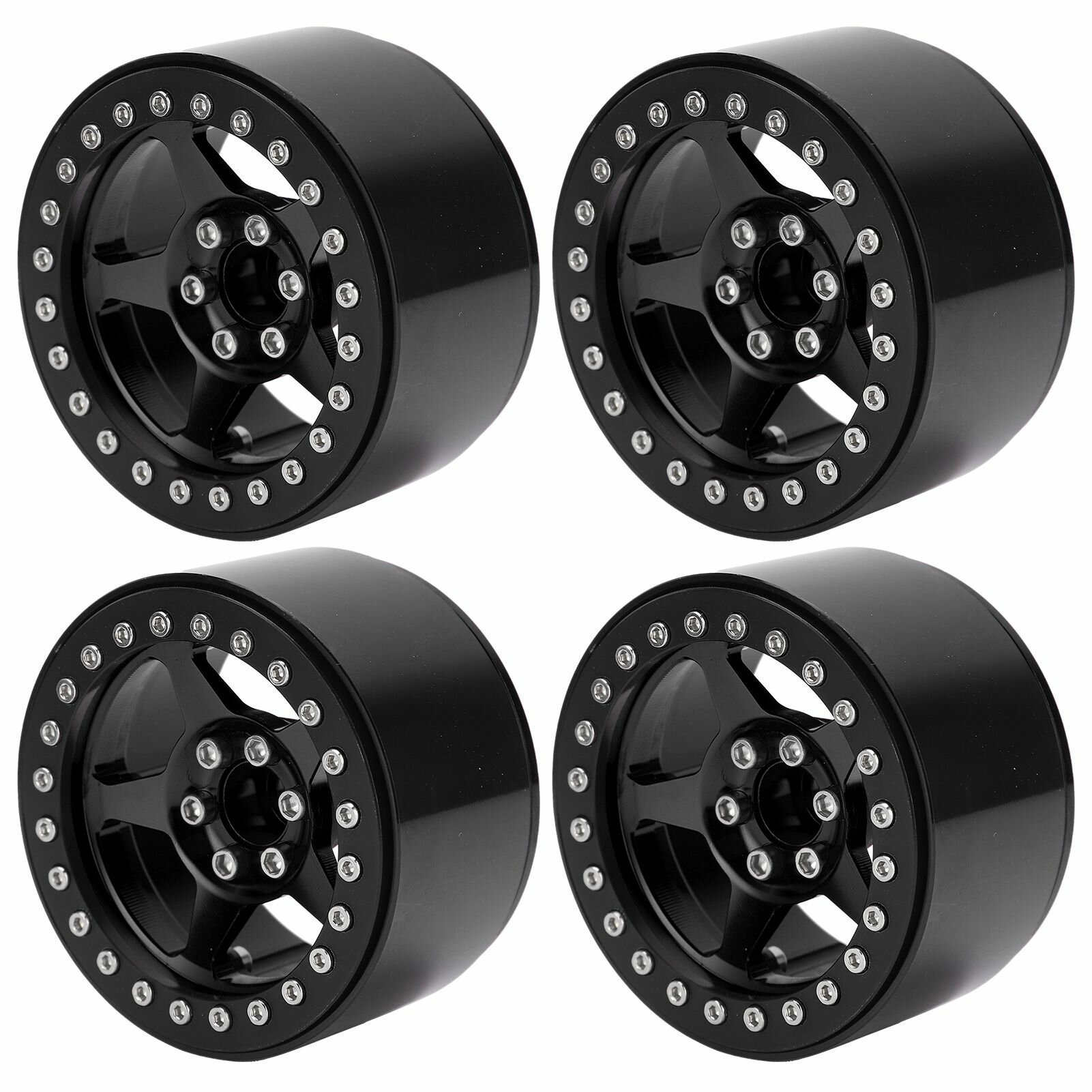 4 шт. колеса с бисером из алюминиевого сплава с пятью спицами, легкие микрогусеничные колеса для осевого управления SCX10 90046 RC CarBlack