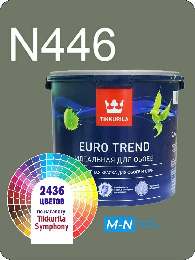 Краска для обоев Tikkurila Euro Trend 2,7л. яркие оттенки N446