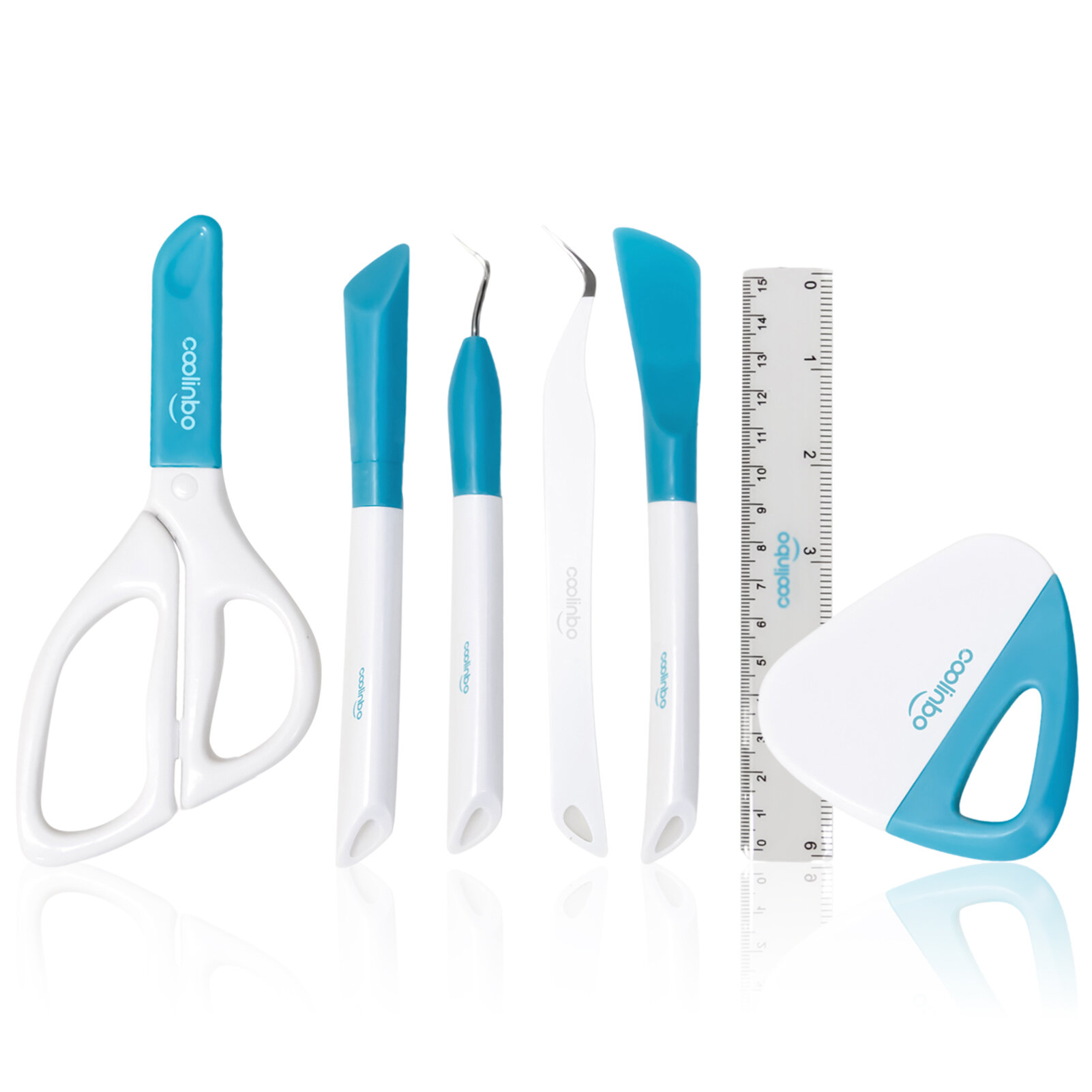 Набор инструментов для вырезки винила 7 штук: пинцет, шпатель, убиратор, резчик, скребок, ножницы, линейка, материал пластик и металл, размер упаковки 200x25x180 мм, вес 500 г, для скрапбукинга, силуэтов, Cameos, ручного творчества, вырезки, склеивания