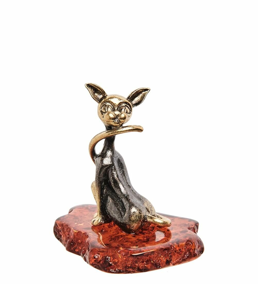 Фигурка Кошка сфинкс (латунь, янтарь) A1969160 Народные промыслы бронзовый