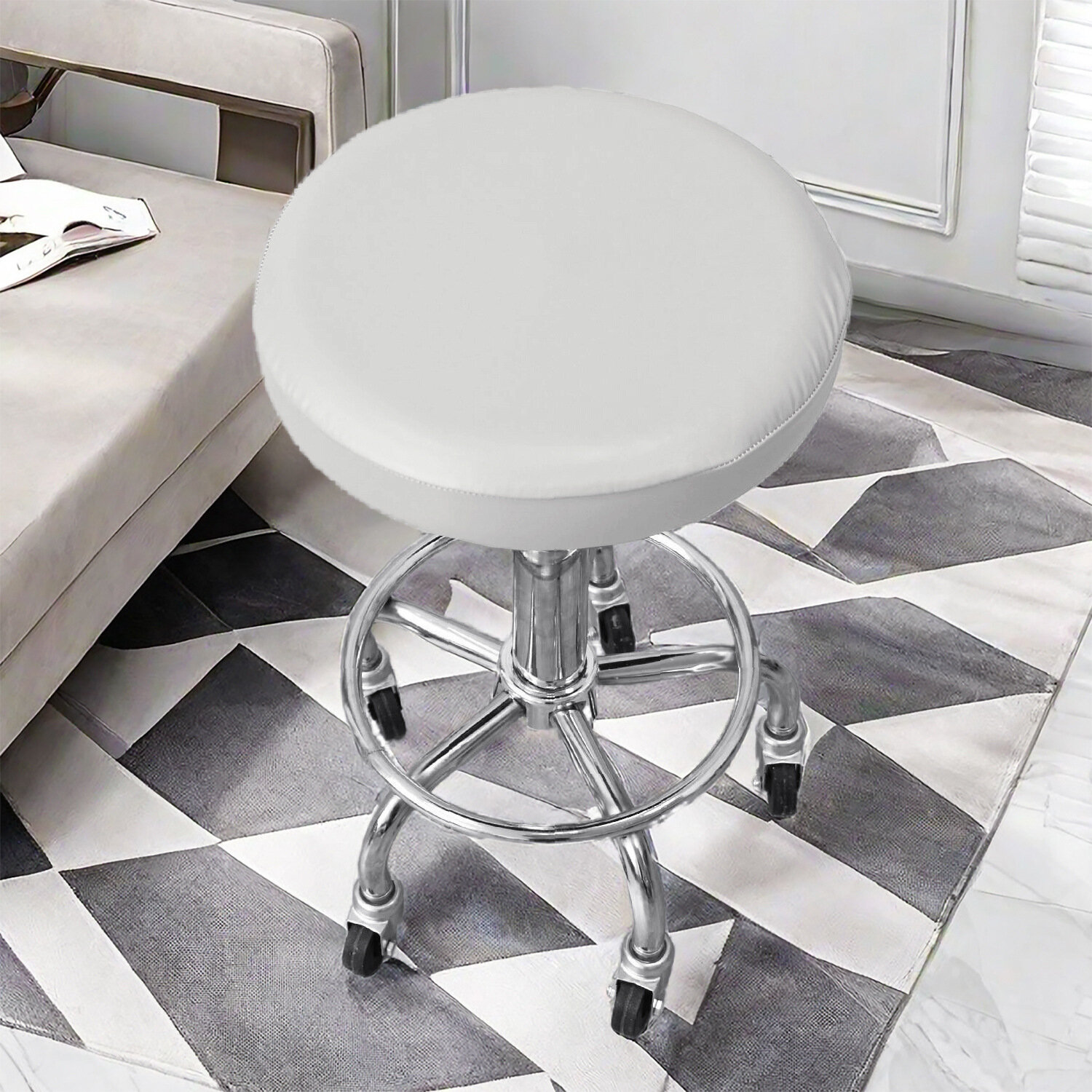 Круглый чехол для стула, чехол для круглого стула, чехол для круглого табурета, водонепроницаемый чехол для барной подушки, PU чехол для круглого табурета