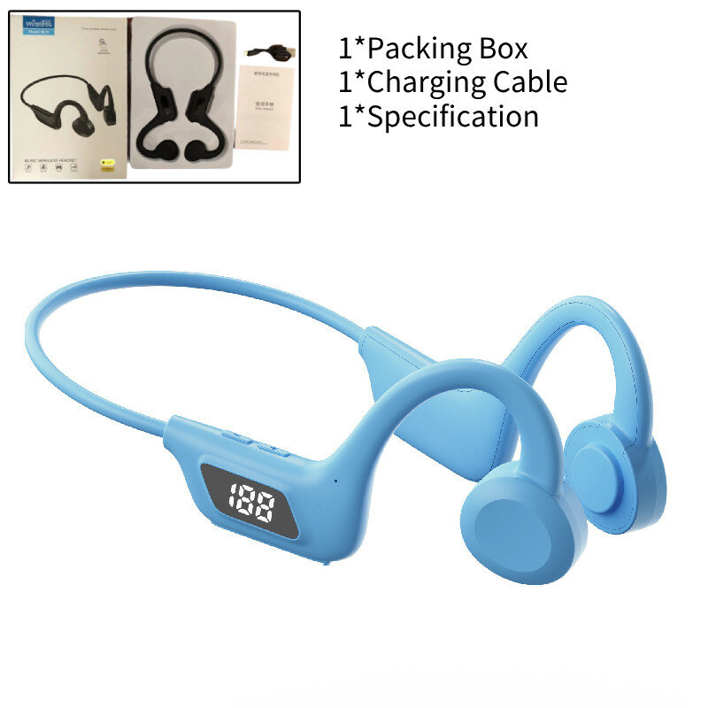 Наушники innovative bone conduction bluetooth, dual stereo sound, voice control, blue