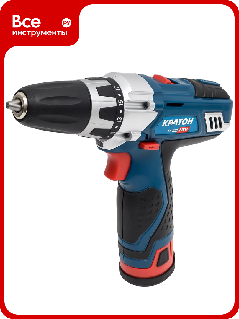 Аккумуляторная дрель-шуруповерт Кратон CDL-12-2-H 3 11 01 052, Реверс служит для легкого выведения сверла из материала