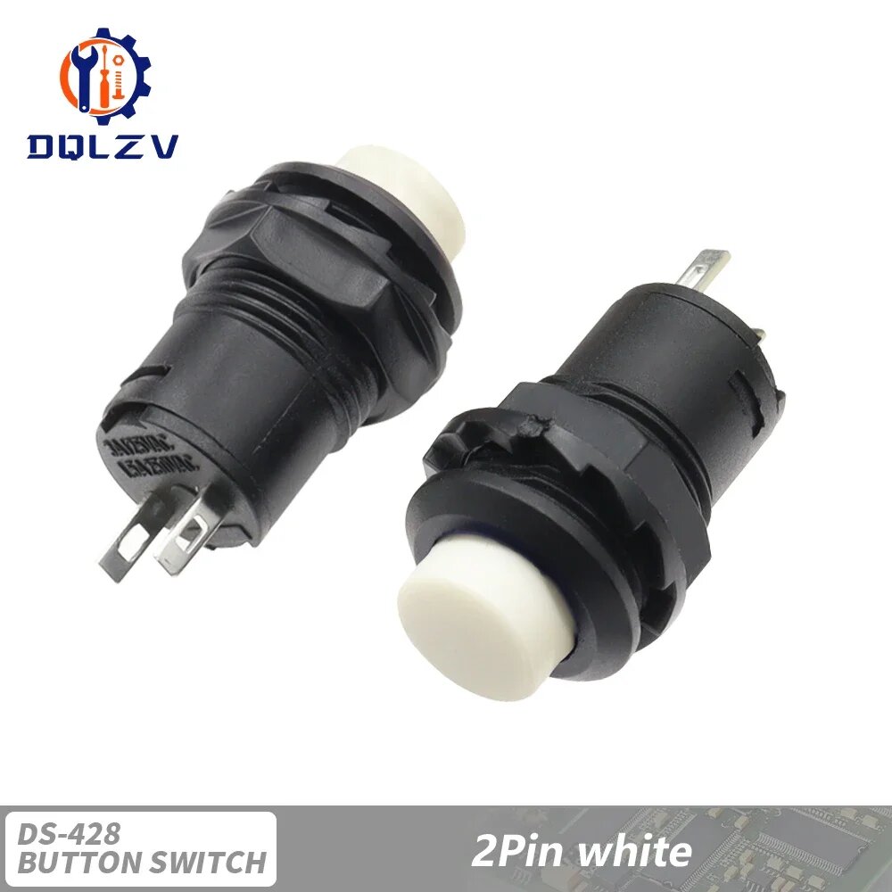 Самоблокирующийся кнопочный выключатель DQLZV 12 мм 6 шт. Self locking, белый, 6PCS