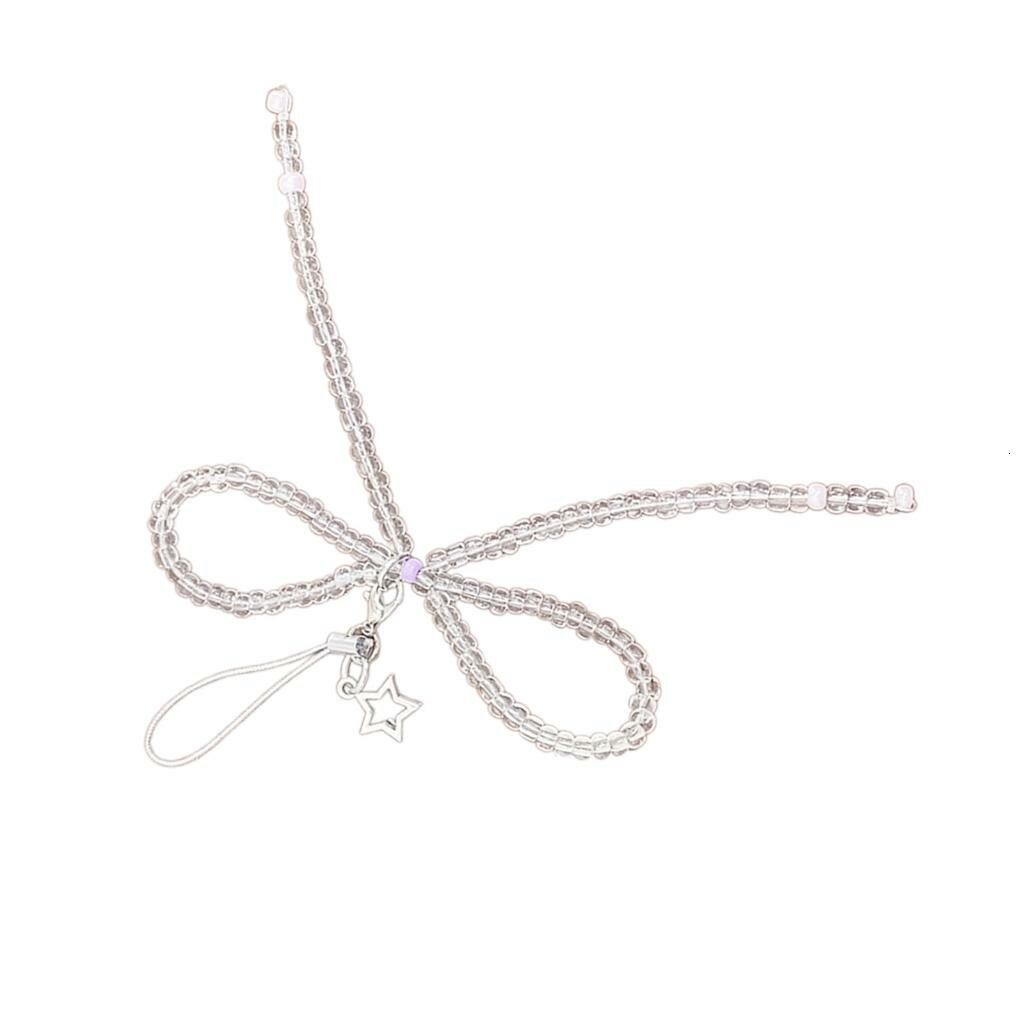 Брелок с подвеской в виде сердца, Бантик из прозрачного бисера