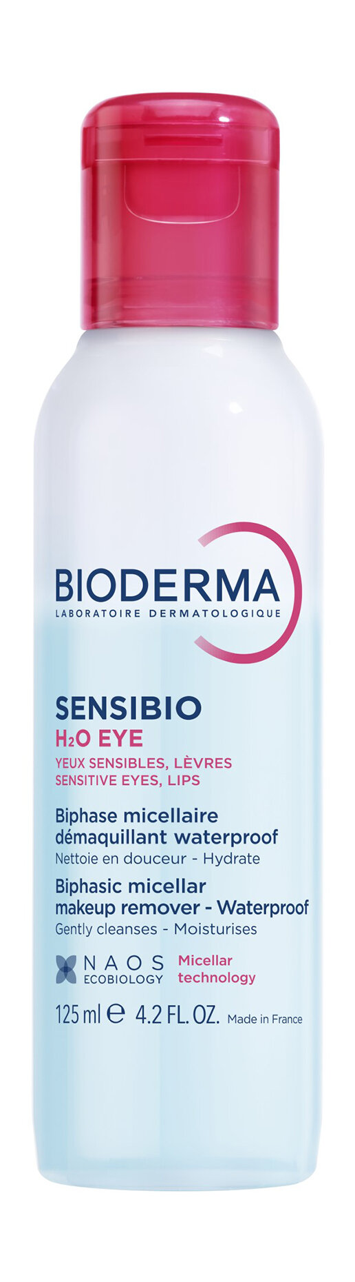 BIODERMA Сенсибио H2O Двухфазное мицеллярное средство для очищения глаз и губ, 125 мл