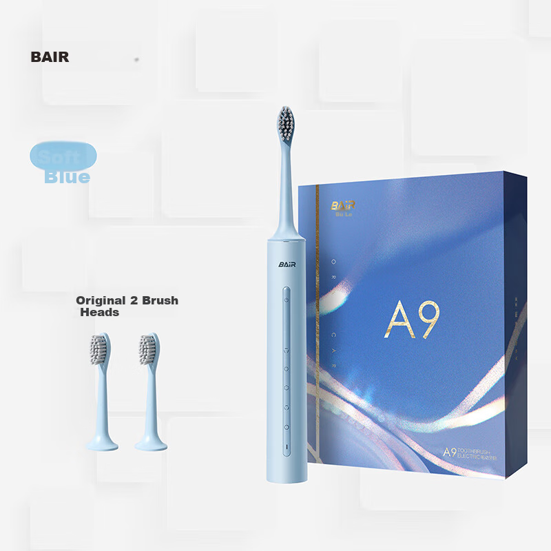 BAIR A9 Соник электрическая зубная щетка с 2 щетинными головками IPX7 водонепроницаемая для взрослых Форма：A9