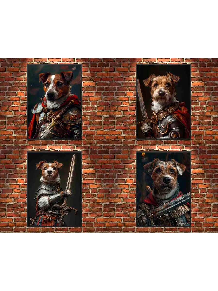 Рассел Терьер-собака-гладиатор, 4 Плаката, 30x21см