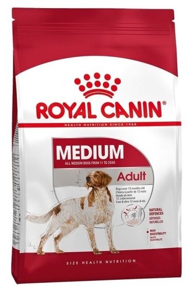 Сухой корм для взрослых собак средних пород с 12 месяцев до 7 лет Royal Canin Medium Adult 15 кг