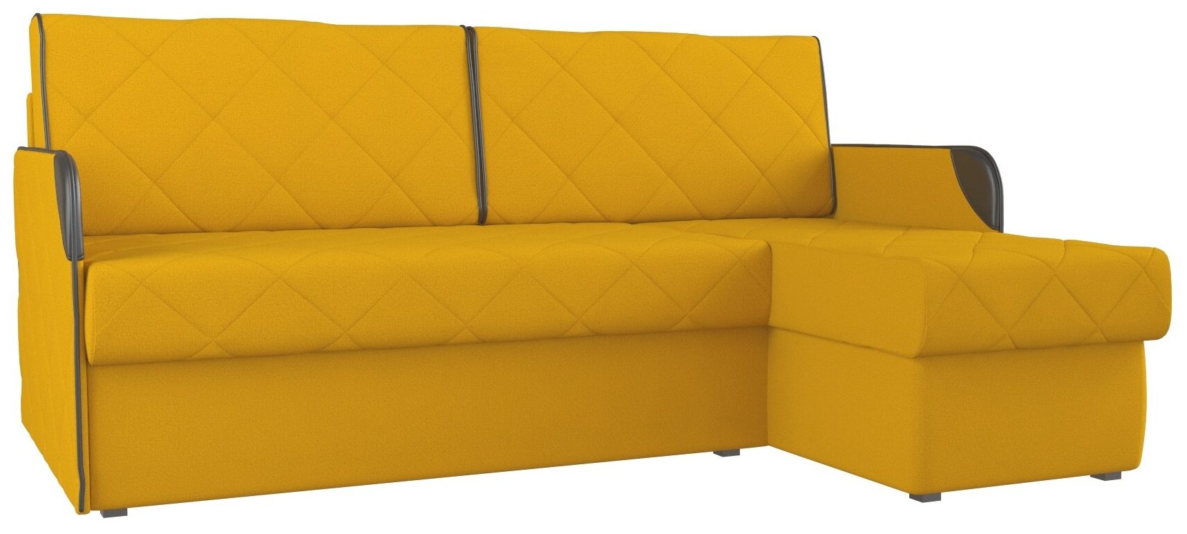 Диван угловой DiHall "Марсель", велюр, экокожа, раскладной, желтый