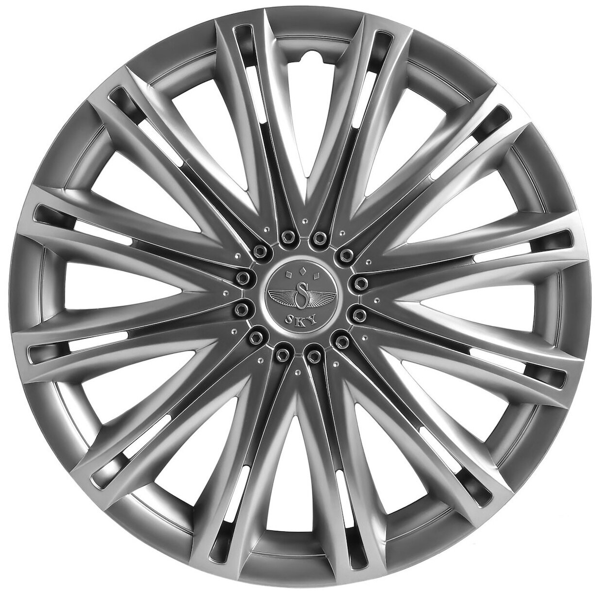 Автомобильные колпаки на диски скай R16", серебристый, в комплекте 4 колпака