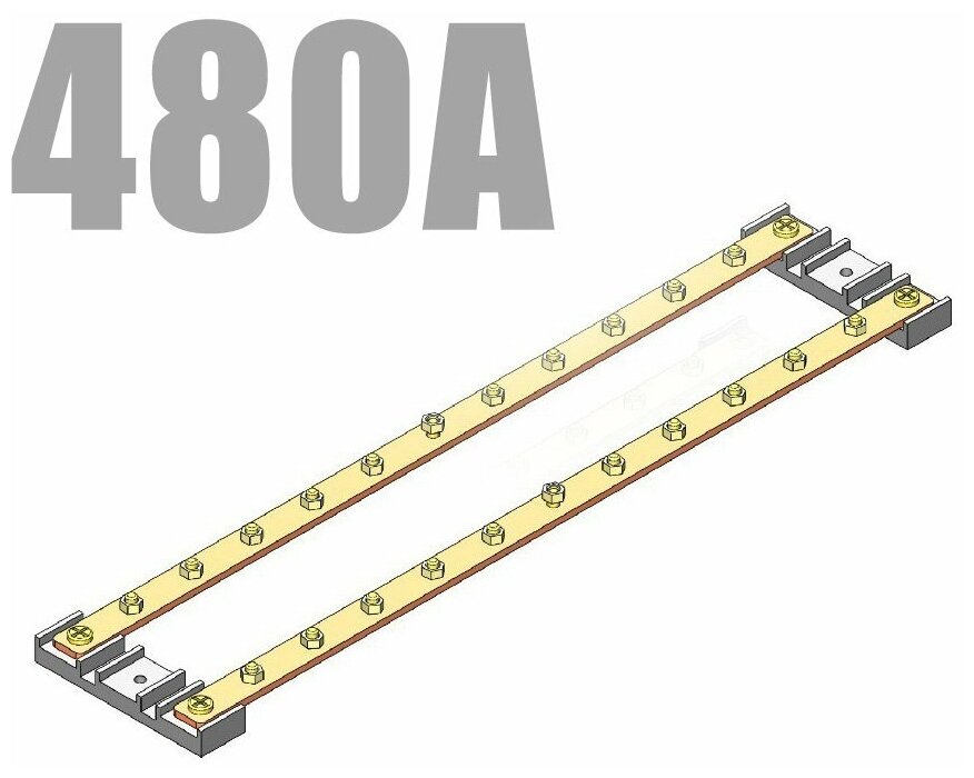 NP-11-480 Шина PEN земля-ноль на 11+11 присоединений, медь, 480А, (габариты 5х25х500 мм)