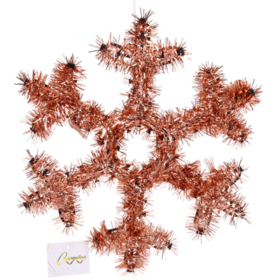 Снежинка мишура подвесная розов-золото 30см