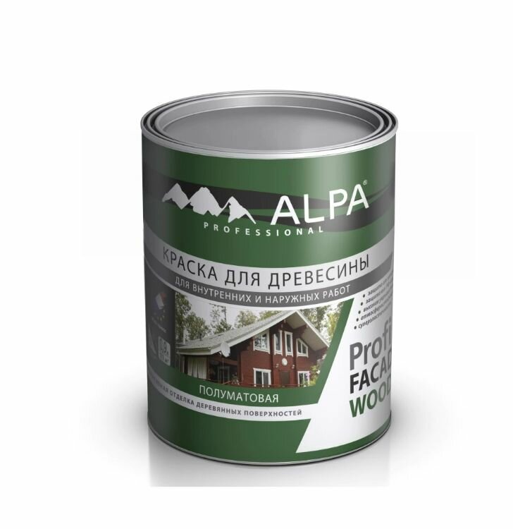 Краска для древесины ALPA Profi Facade Wood 0,9 л белая (база A)