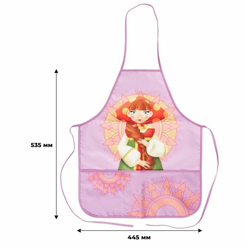 Фартук для труда комус Три богатыря Любава, карман, нарукав,535x445мм, ФН 41-1