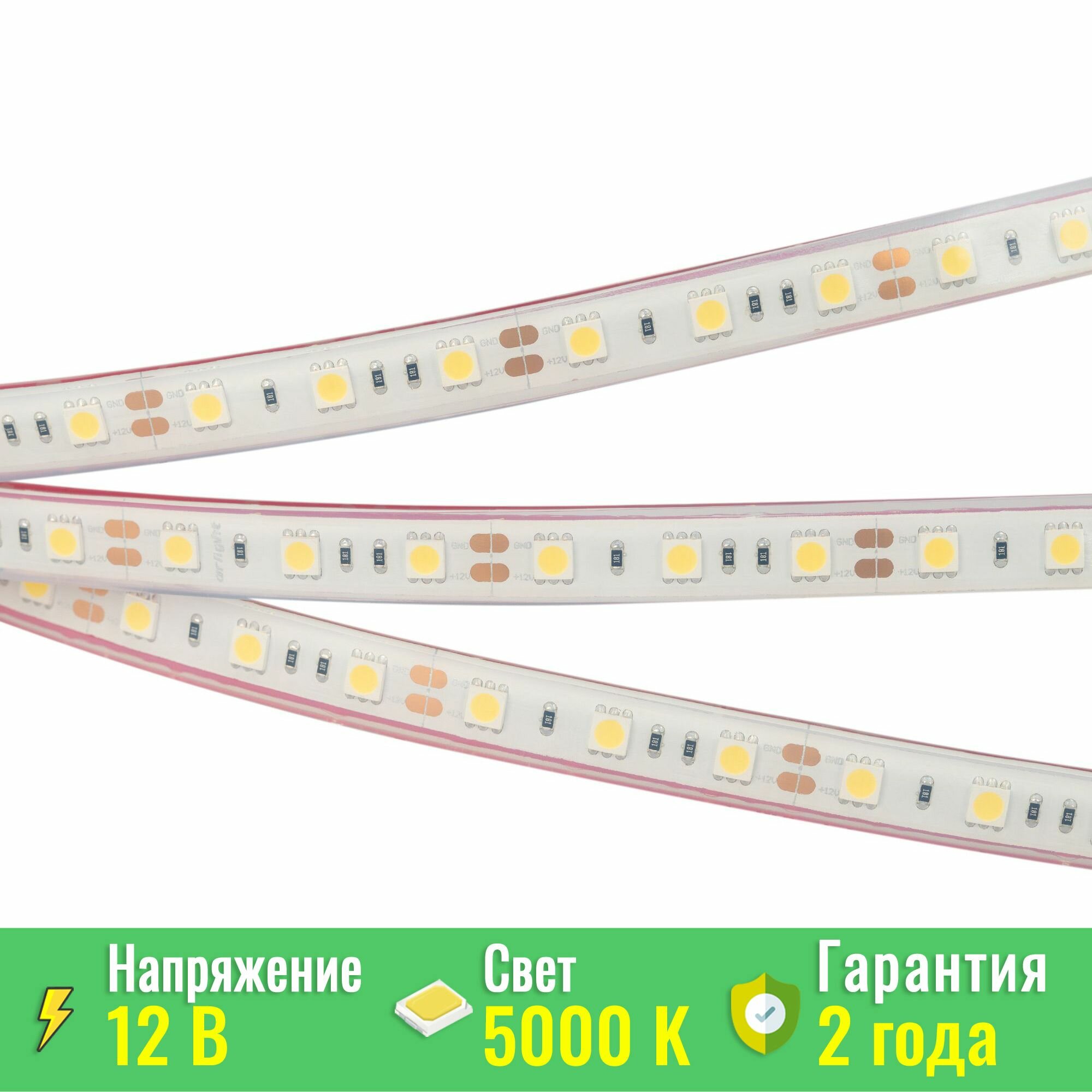 Светодиодная лента герметичная RTW-PFS-B60-13mm 12V Day5000 (14.4 W/m, IP68, 5060, 5m) (Arlight, 14.4 Вт/м, IP68) 036256