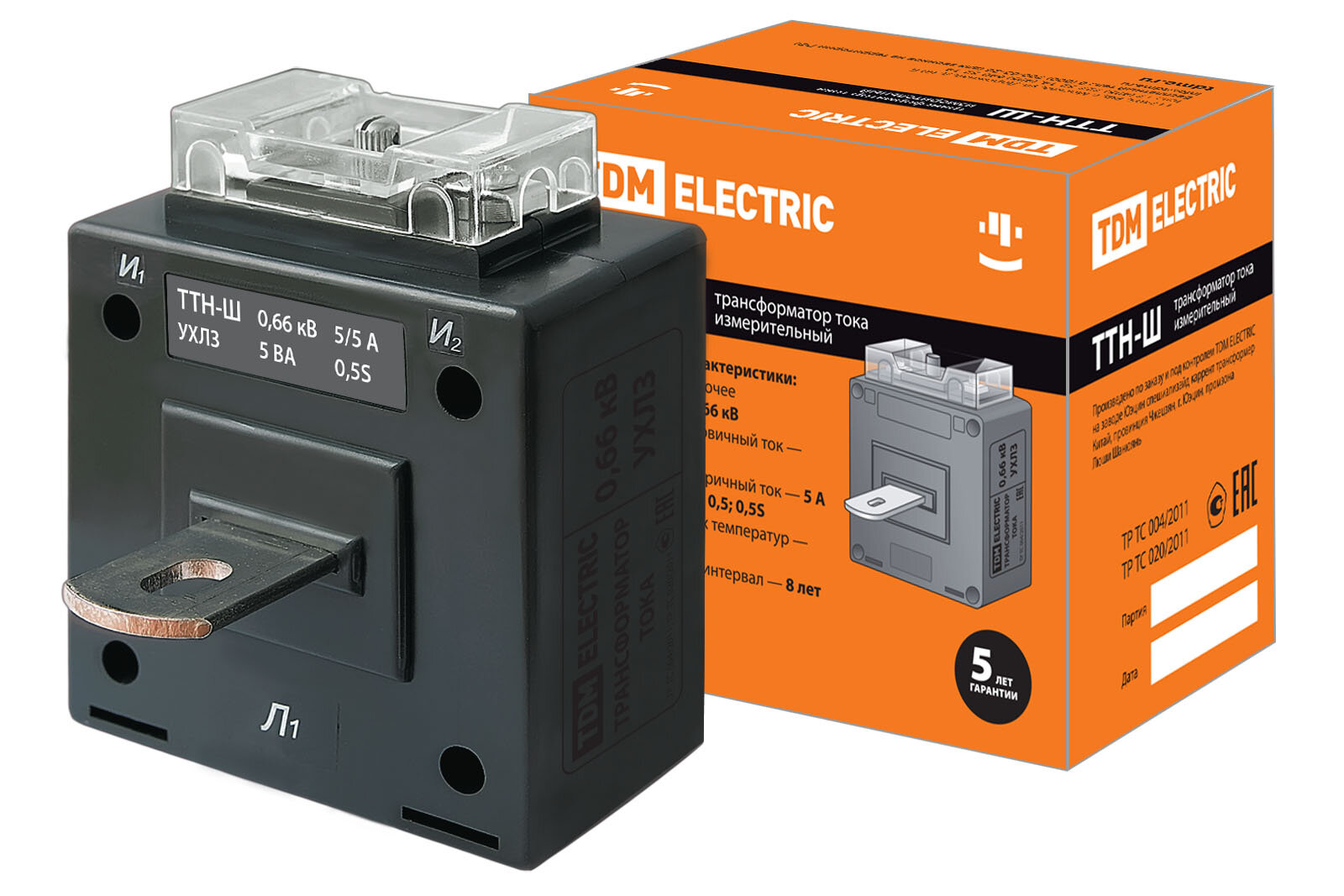 Трансформатор тока измерительный ТТН-Ш 5/5- 5VA/0,5S-Р TDM