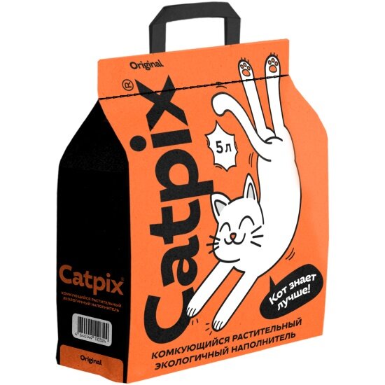 Наполнитель для кошачьих туалетов Catpix натуральный растительный комкующийся, 2,15 кг (5 л)