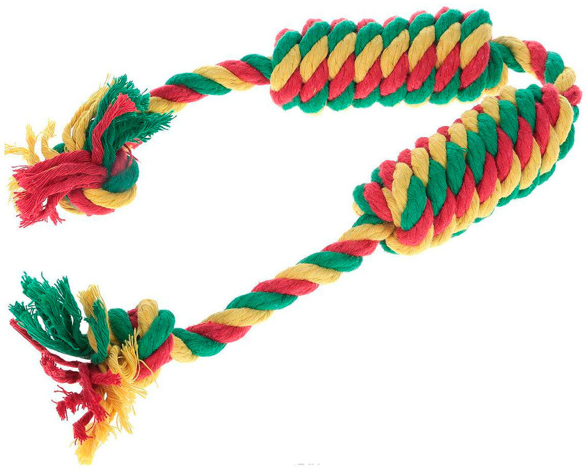 Игрушка для собак DOGLIKE Dental Knot Сарделька канатная двойная цветная малая (1 шт)