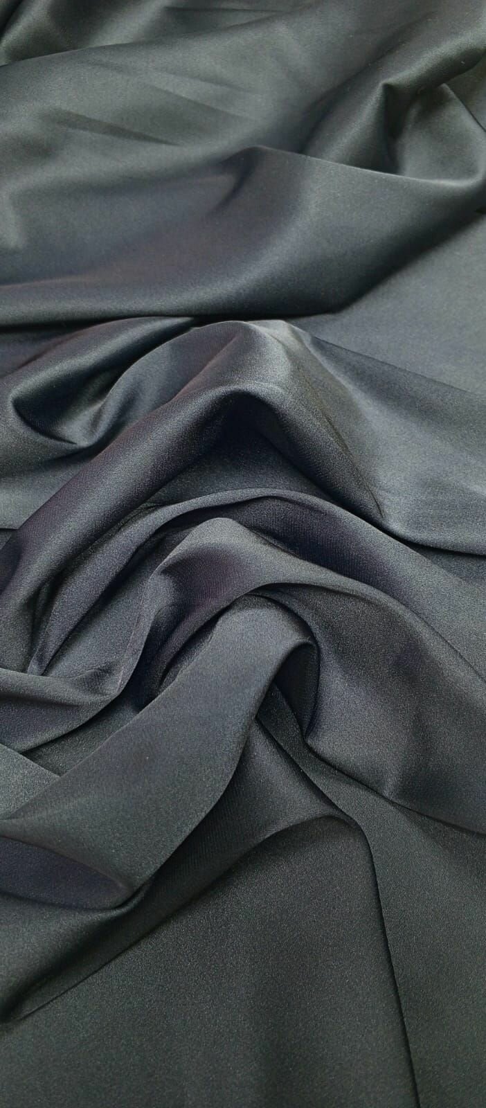 Ткань искусственный Шелк Армани, тёмно-синий, ширина 150см