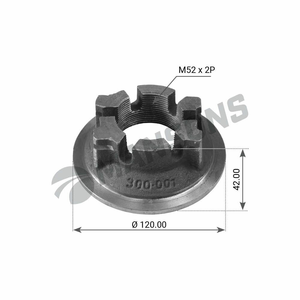 Гайка ступицы M52x2 Н 41 SW80 BPW ECO 10-12t 300.001 MANSONS