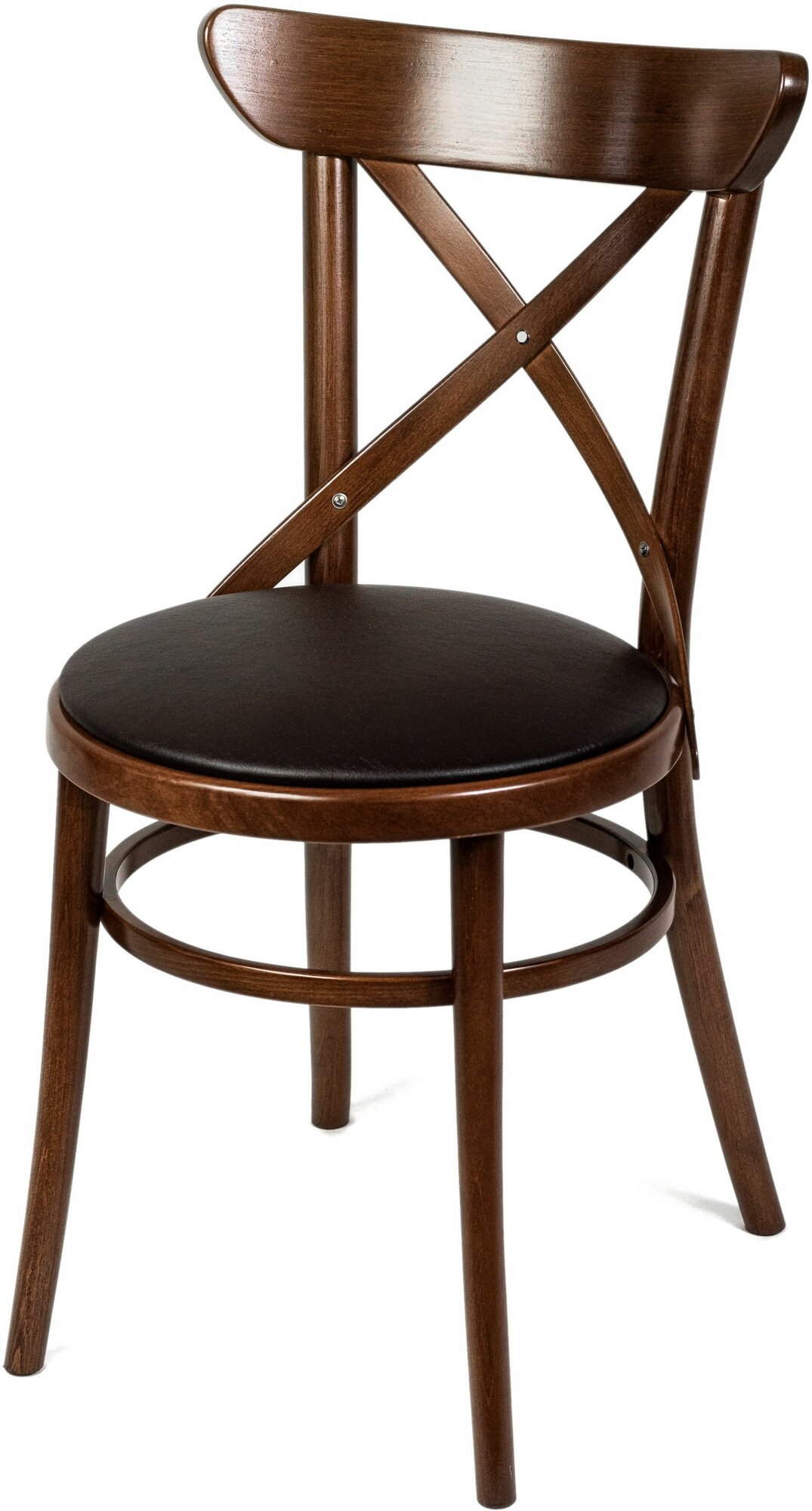 Ambe Стул венский деревянный кухонный со спинкой Виен Орех светлый, коричневая экокожа