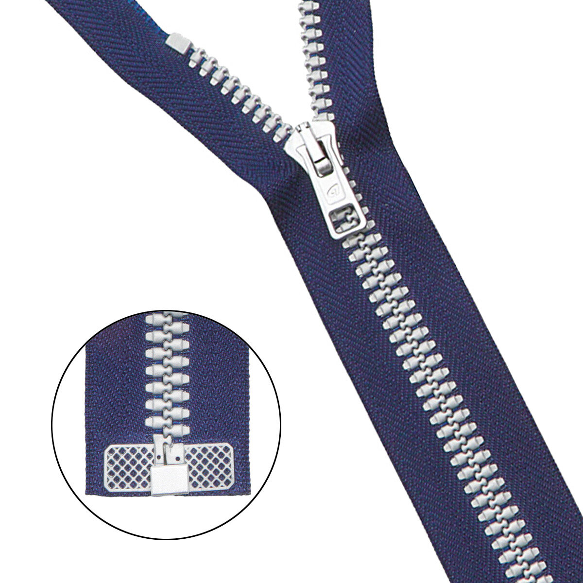 Молния разъемная 80 см тракторная, 1 замок, 5 шт, Тип 6 (2076) DECOR ARTA (044 тёмно-синий/991 алюминий)