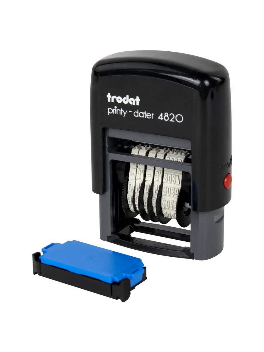 Датер-мини месяц цифрами, оттиск 22х4 мм, синий, TRODAT 4820 BANK, корпус черный