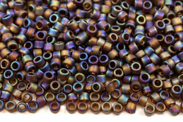 Бисер японский TOHO Treasure цилиндрический 11/0 #0177F дымчатый топаз матовый, радужный прозрачный, 5 грамм