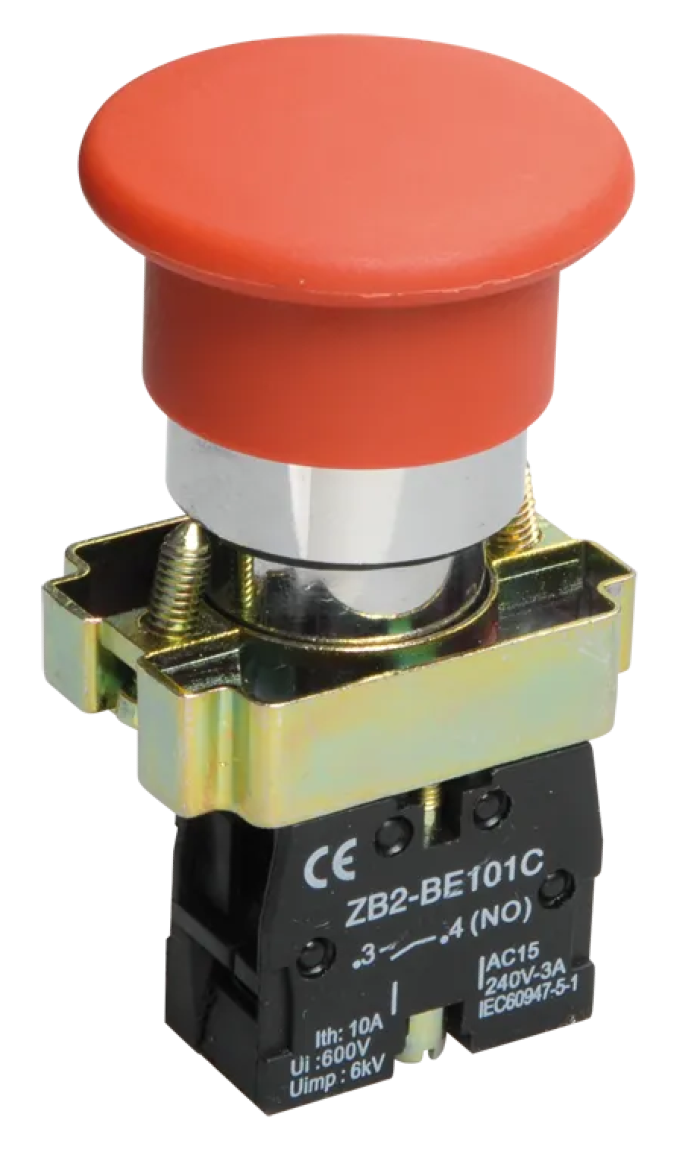 Кнопка управления IEK / ИЭК LAY5-BC41 грибок без подсветки, красная, 1з 10А, IP40, под отверстие диаметром 22мм, BBG70-BC-K04 / кнопочный пост