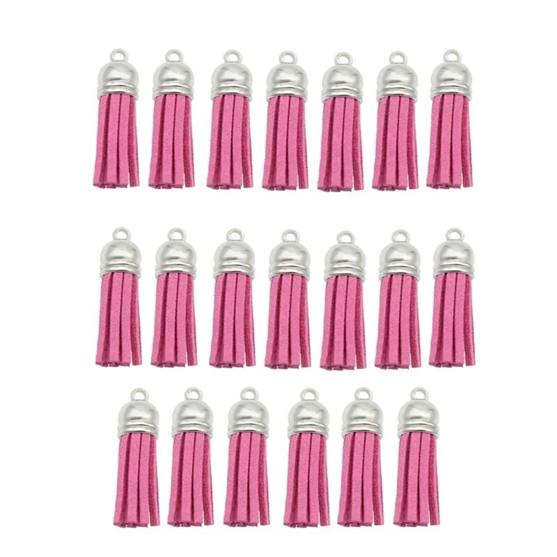 Серебряные кожаные брелоки-кисточки для рукоделия Розовый, 10pcs, 39 Rose