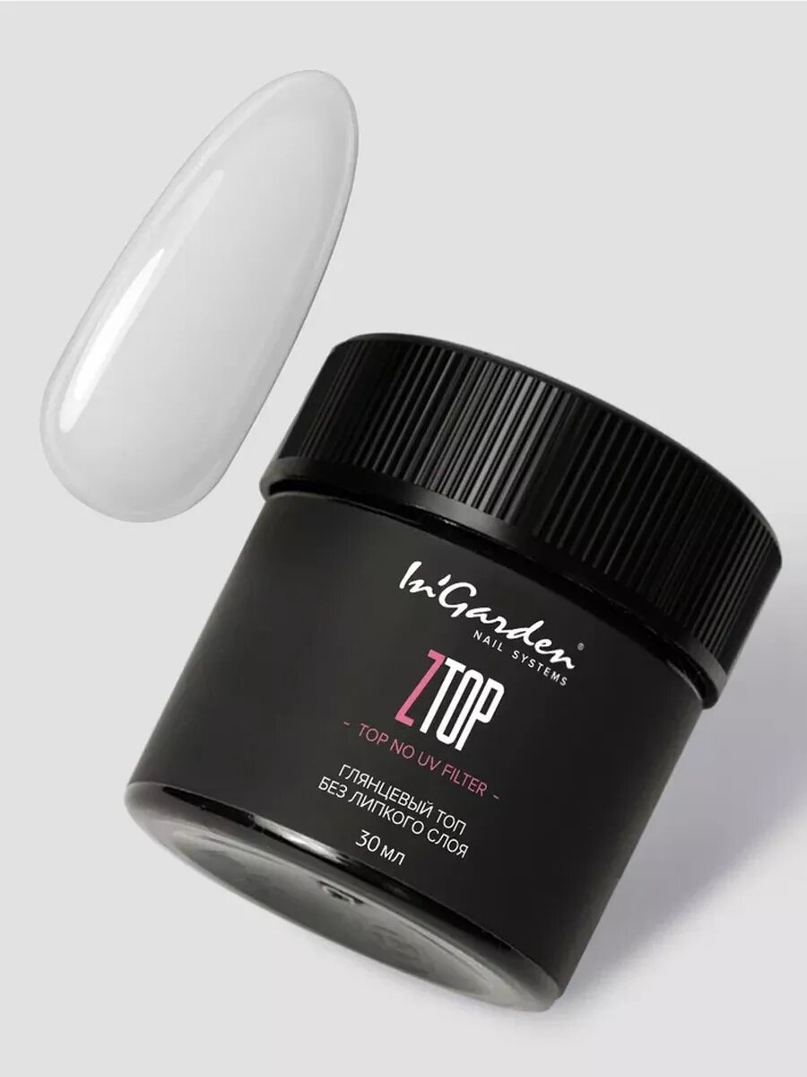 In'Garden Ингарден Глянцевый топ для ногтей без липкого слоя, без УФ фильтра ZTop, 30 мл