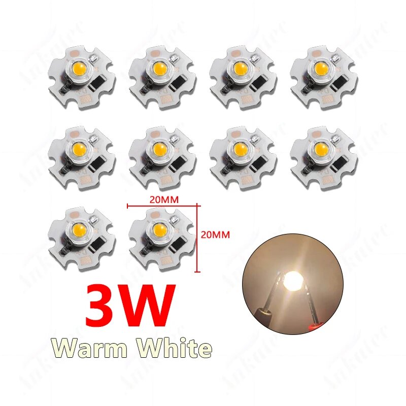 LED 3W теплый белый 20мм, 12V
