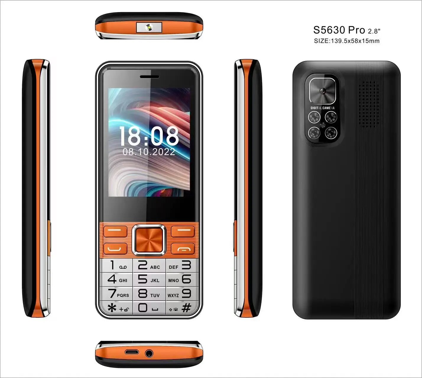 С5630 Pro 2.8" Оранжевый, 4 SIM, Крупные кнопки