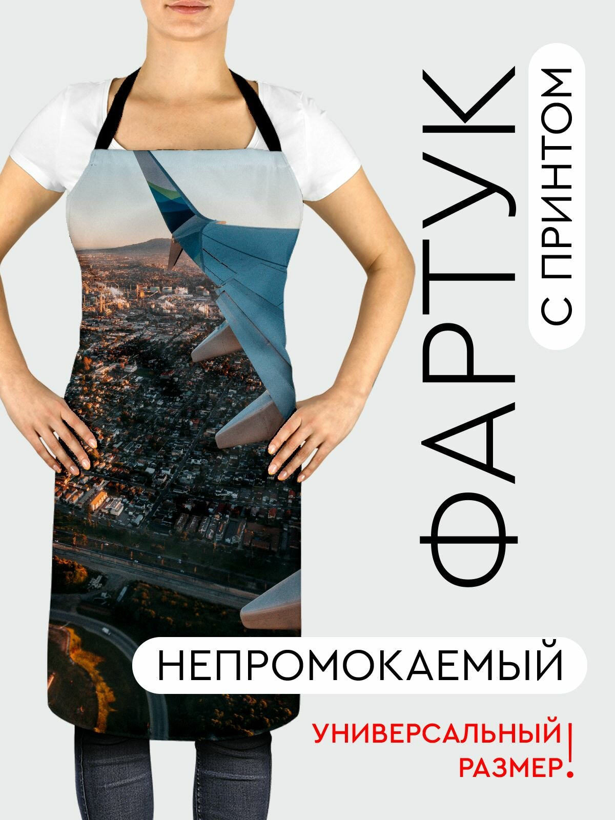 Фартук кухонный, универсальный размер, с водоотталкивающей пропиткой / Разное / самолет