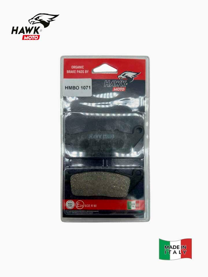 Колодки тормозные органические HMBO 1071 на мотоцикл BUELL Blast, DAELIM, HONDA, INDIAN, KYMCO Venox 250, TRIUMPH (HINCKLEY PRODUCED MACHINES), VICTORY, YAMAHA MT-01
