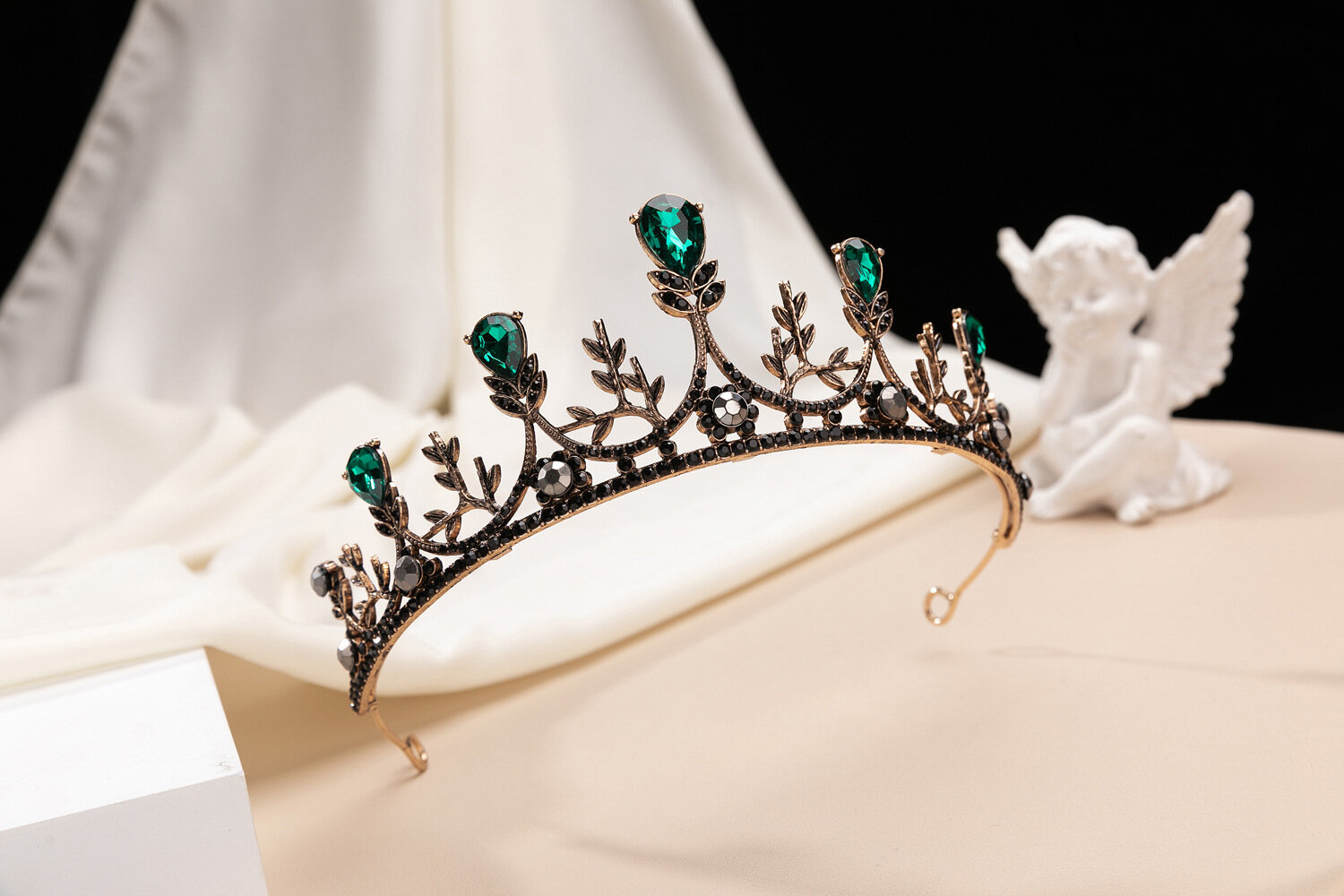 Свадебная корона, головной убор, черное ретро, кристалл, принцесса, на день рождения, свадебные аксессуары