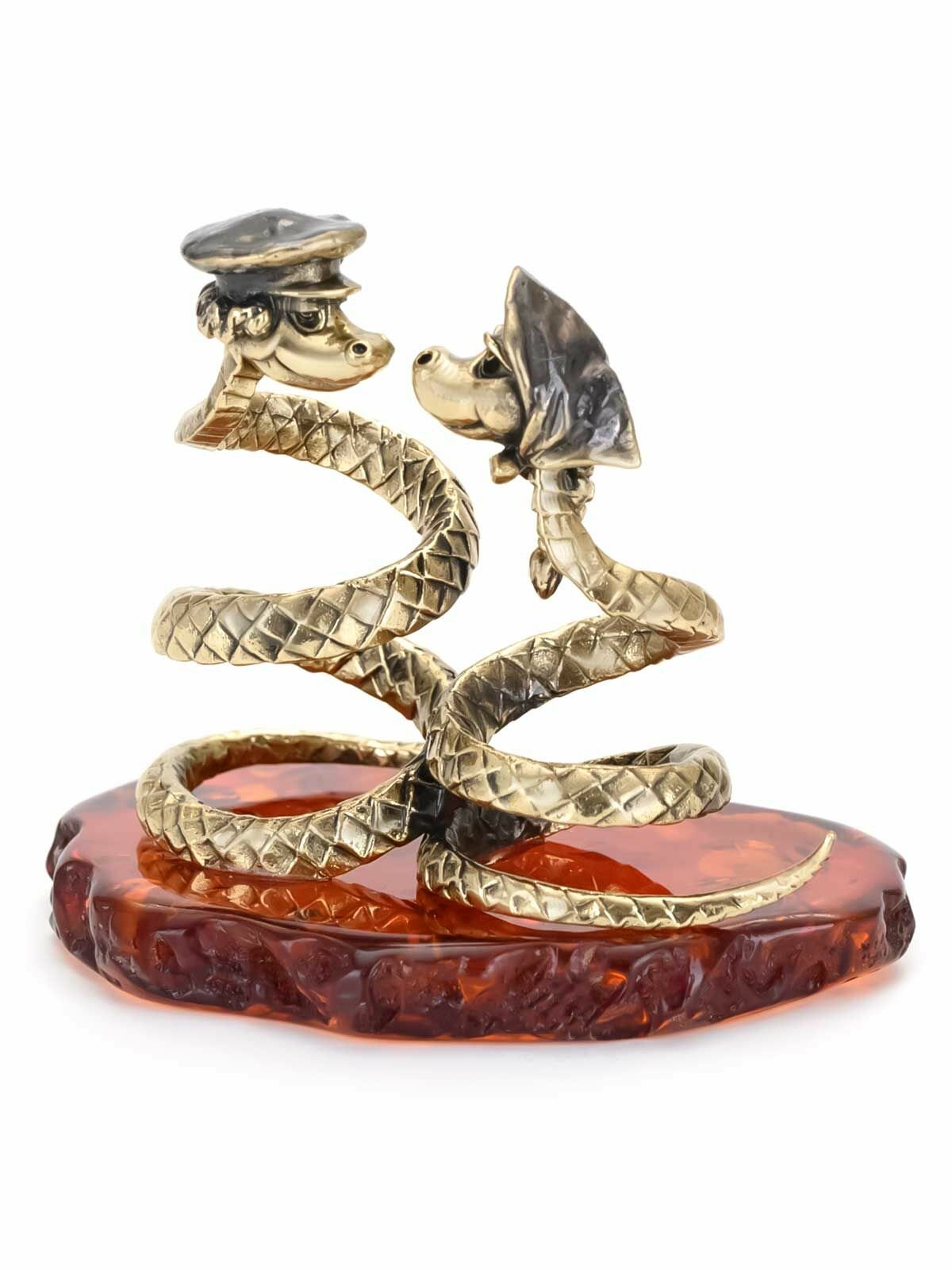 Сувенирная фигурка - Змея Ванька & Марфа, Балтийский Янтарь, 6,0 см