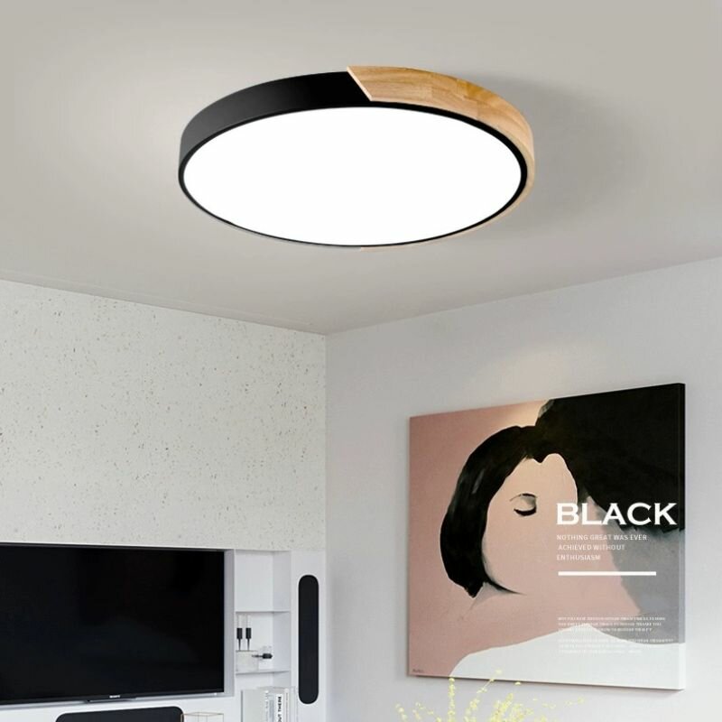 Светодиодный потолочный светильник для спальни из массива дерева в скандинавском стиле