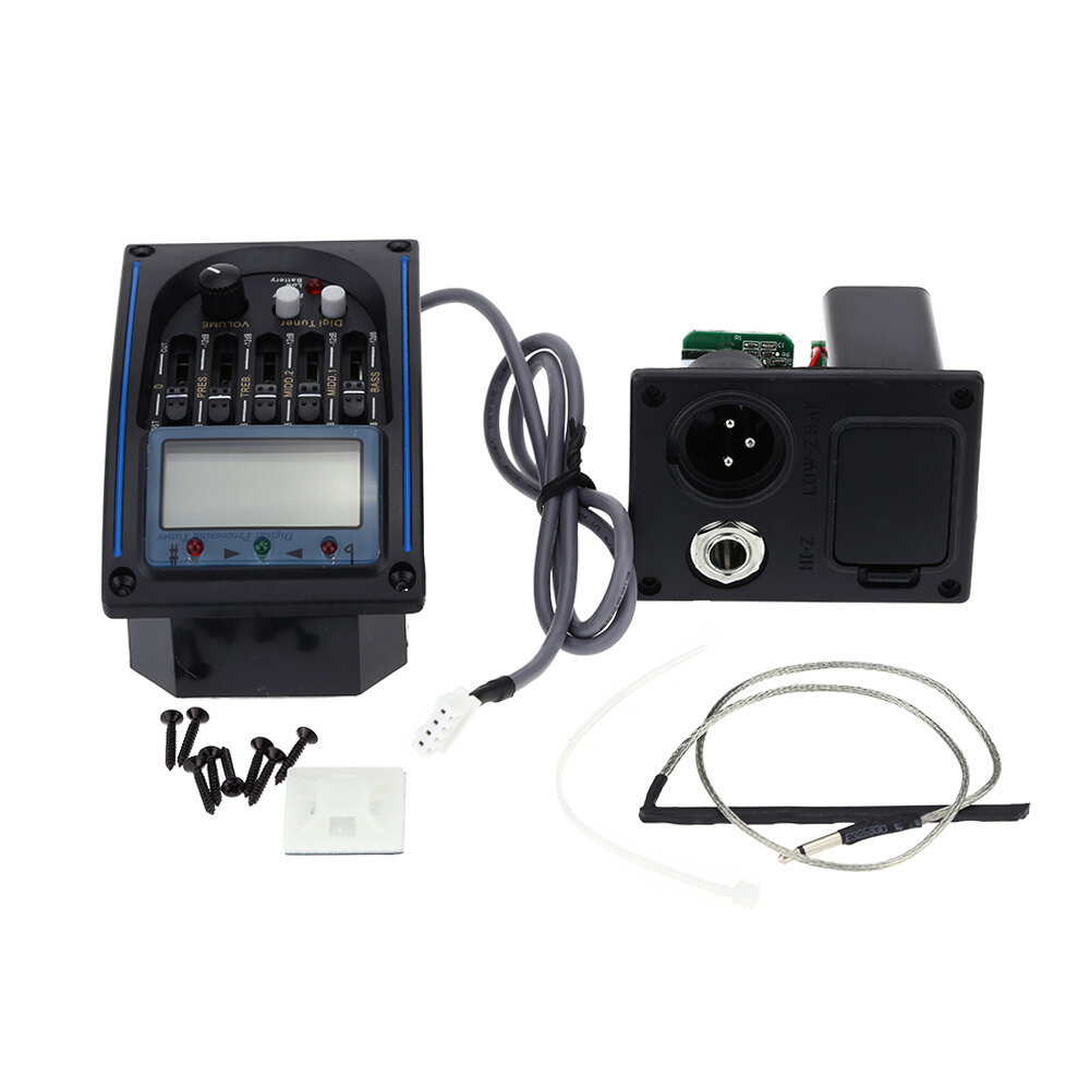 5-полосный эквалайзер, предусилитель для акустической гитары с пьезодатчиком, ЖК-дисплей, тюнер для управления звуком и игрой