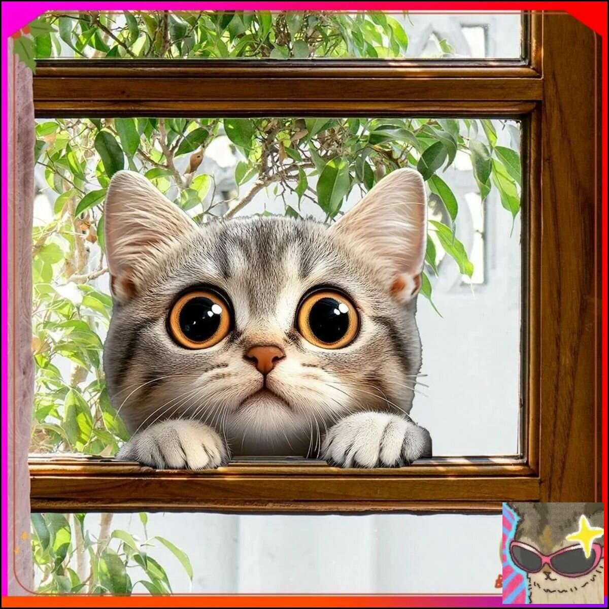Мультфильм Cat стикер стекло электростатический