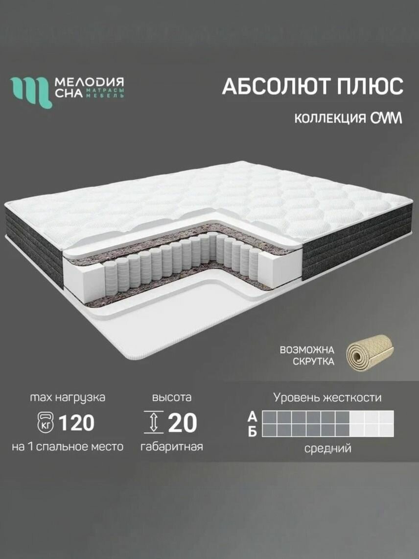 Матрас абсолют плюс S на независимом пружинном блоке PS-522, 140х200см