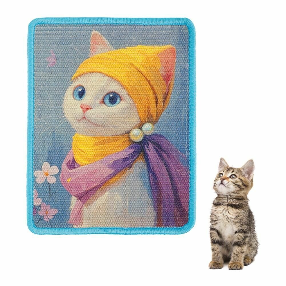 Когтеточка для кошек в рамке "Мона Лиза", прочное сизалевое полотно, функциональная картина для стены и игр питомца.