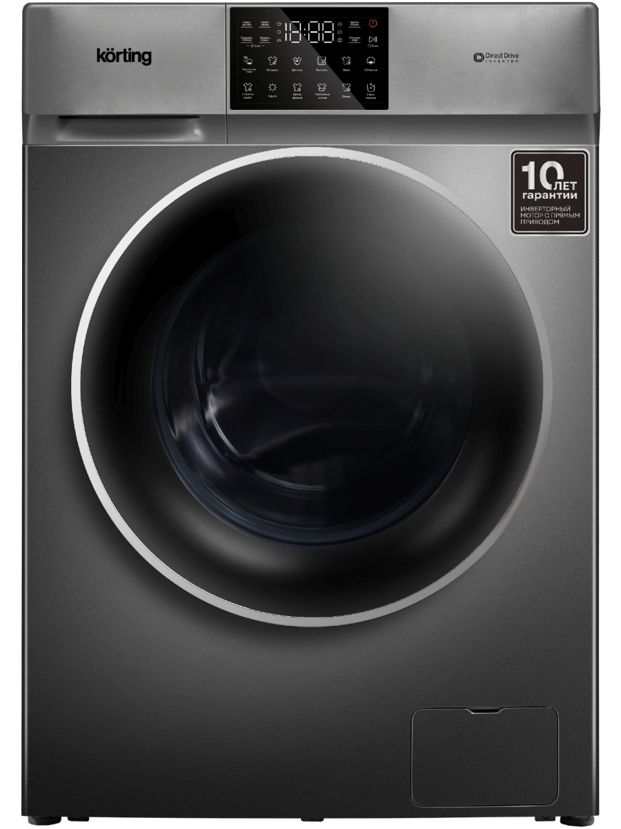 Стиральная машина Korting Kwd 60dv107 gr кл: B фронтальная, макс. загрузка:10кг (с сушкой) серый
