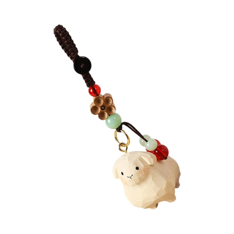 Miniature Lamb shape Wood Skilled worker Carved Shelf Decoration Gift For Collectors