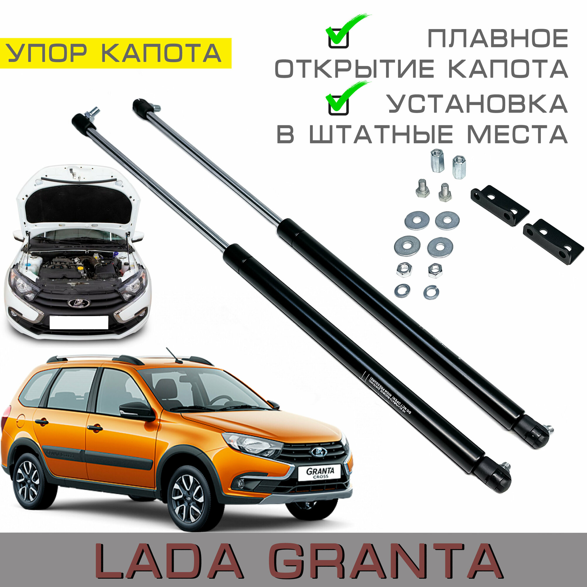 Газовый упор капота Лада Гранта ( Lada Granta FL, Kalina 2, Datsun)