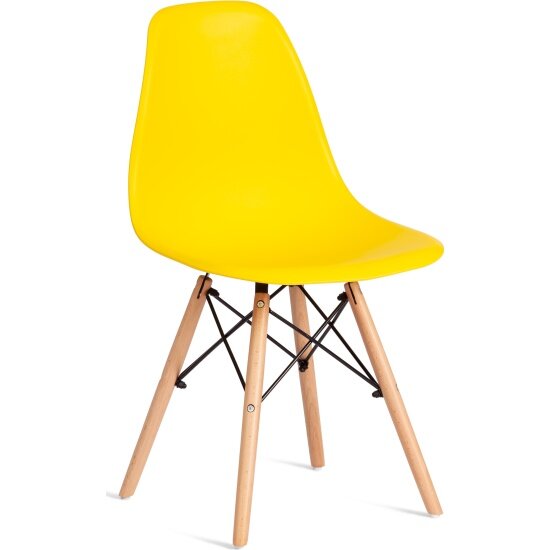 Комплект стульев Tetchair CINDY (EAMES) (mod. 1801) дерево бук/металл/сиденье пластик, 45x51x82 см, Yellow (Желтый) (4шт/уп)