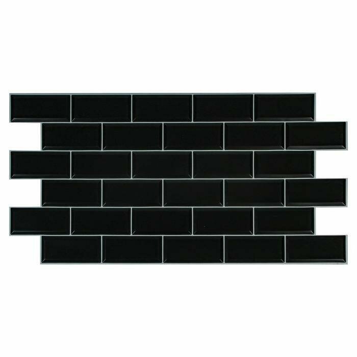 Панель ПВХ листовая Блок чёрный, белый шов 966х484 мм, пвх панели для стен декоративные