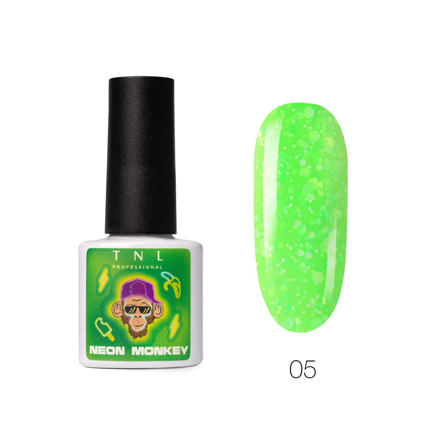 Гель-лак TNL Professional "Neon Monkey" №05 - салатовый неон, 6 мл