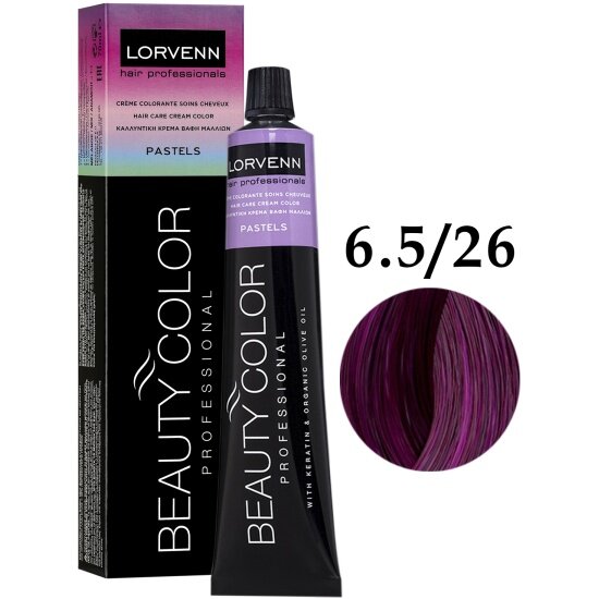 Краска для волос Lorvenn Beauty Color Professional Pastels, тон 6.5/26
